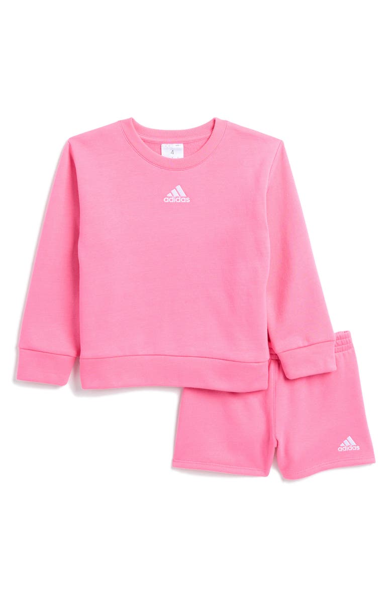 adidas Kids' Chi Fleece Crewneck Sweatshirt & Sweatshorts Set ...