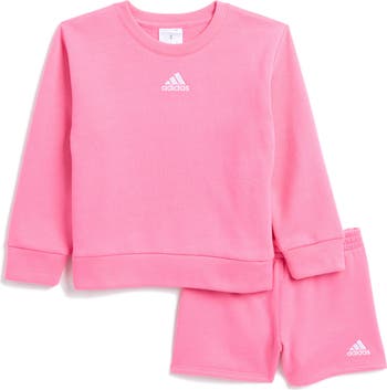 adidas Kids' Chi Fleece Crewneck Sweatshirt & Sweatshorts Set ...