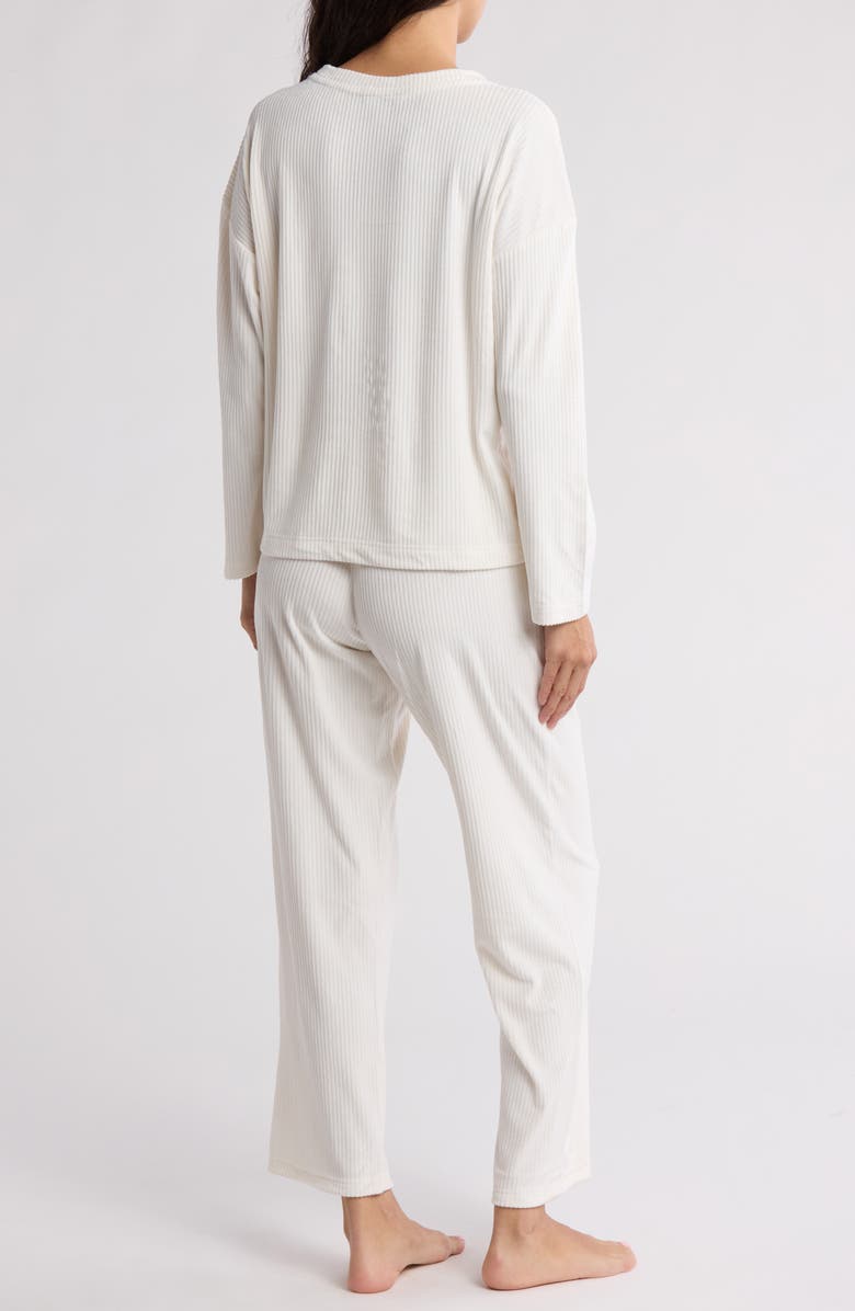 Nicole Miller Ribbed Velour Long Sleeve Top & Pants Pajamas | Nordstromrack