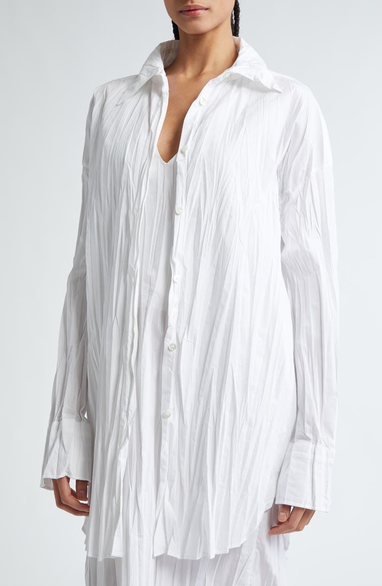 BITE Studios Crease Oversize Crinkle Organic Cotton Button-Up Shirt ...