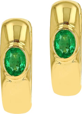 RON HAMI 14K Yellow Gold & Emerald Hoop Earrings | Nordstromrack