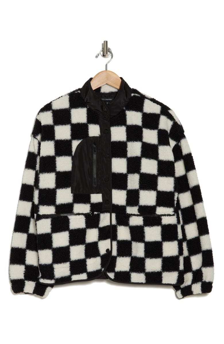 Blu Pepper Checkered High Pile Fleece Jacket | Nordstromrack