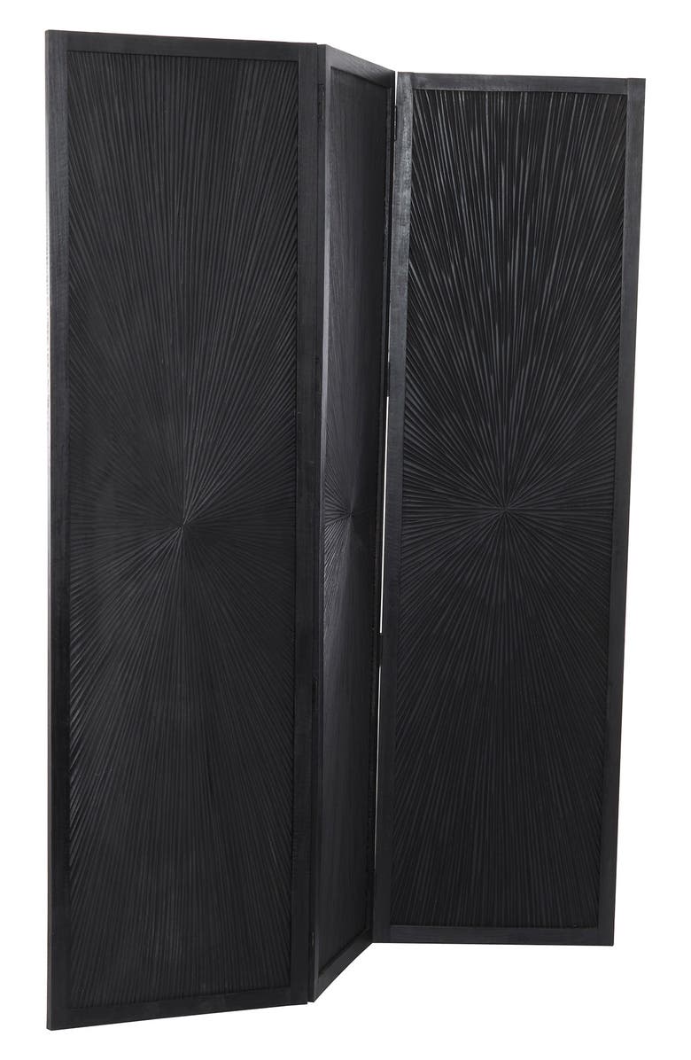 VIVIAN LUNE HOME Black Mango Wood Contemporary Room Divider Screen with ...