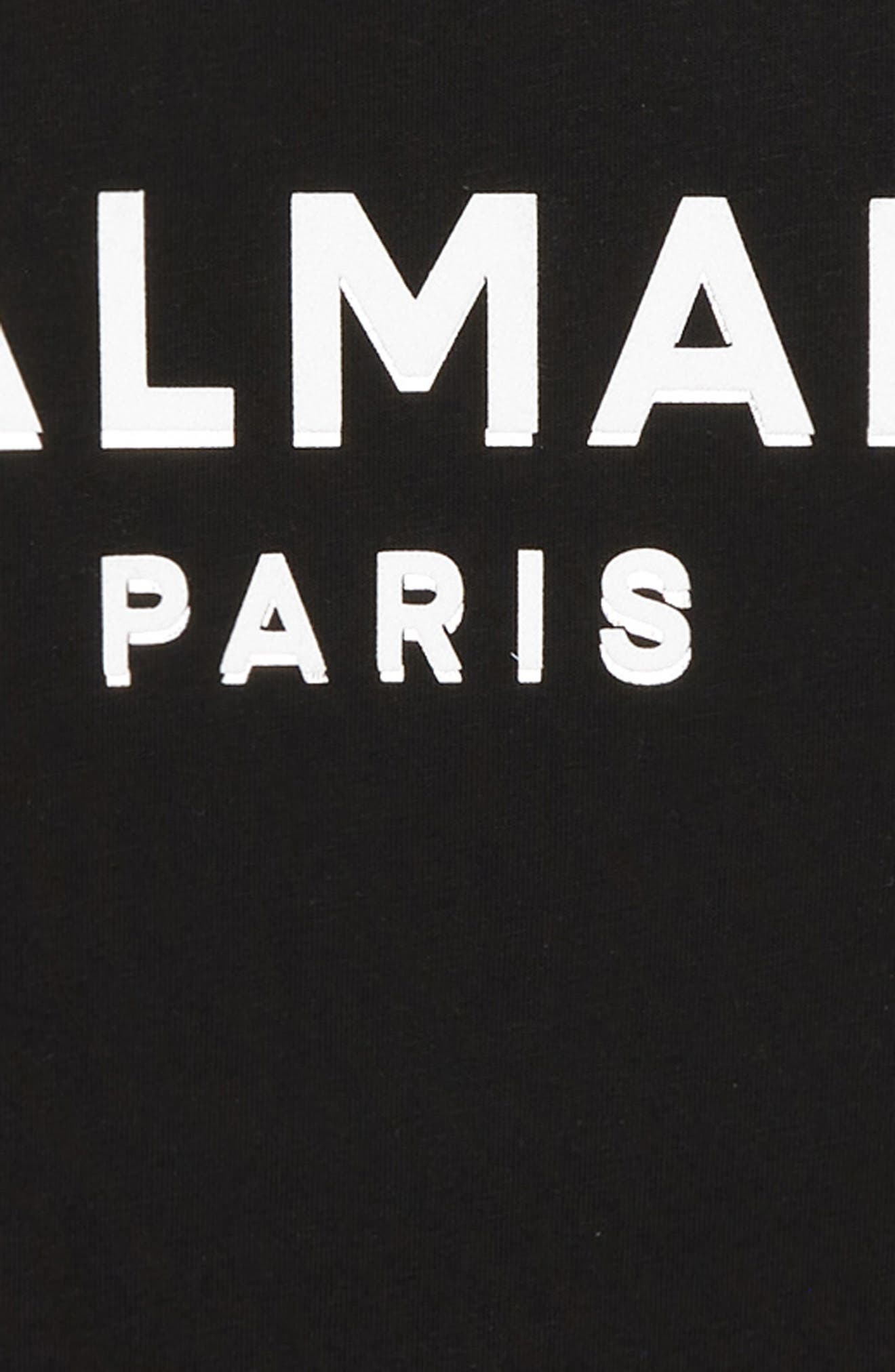 Balmain Kids' Flocked Logo Cotton Graphic Tee | Nordstromrack