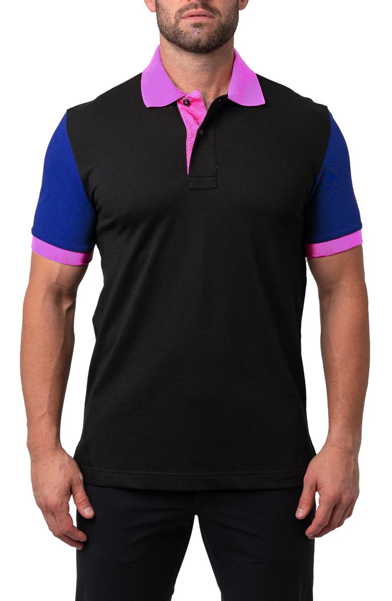 Maceoo Mozart Regular Fit Colorblock Egyptian Cotton Button-Up Polo ...