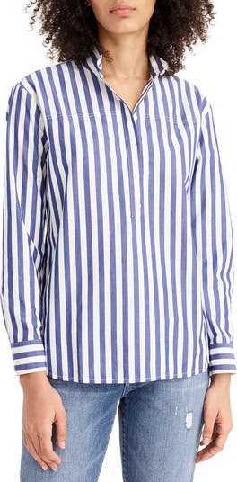 J.Crew Bold Stripe Band Collar Popover Tunic Shirt | Nordstromrack