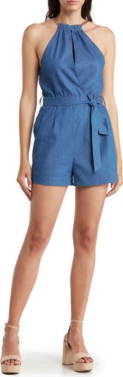 bebe Belted Chain Halter Romper | Nordstromrack