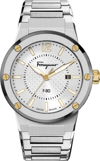 FERRAGAMO Men's F-80 Swiss Quartz Bracelet Watch, 44mm | Nordstromrack