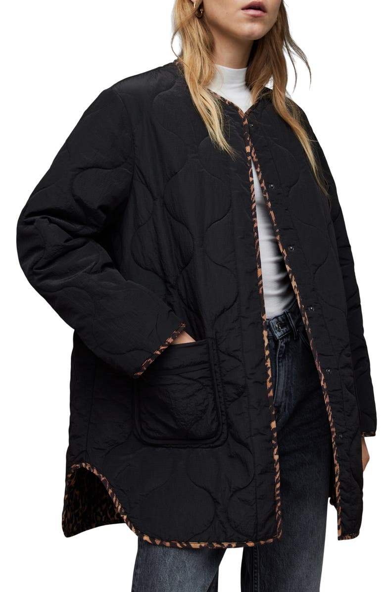 AllSaints Phyllis Reversible Leopard Print Liner Jacket | Nordstrom