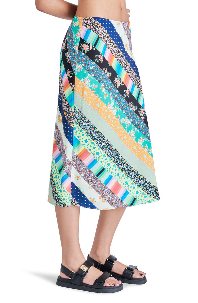 Steve Madden Mindy Patchwork Stripe Midi Skirt | Nordstromrack