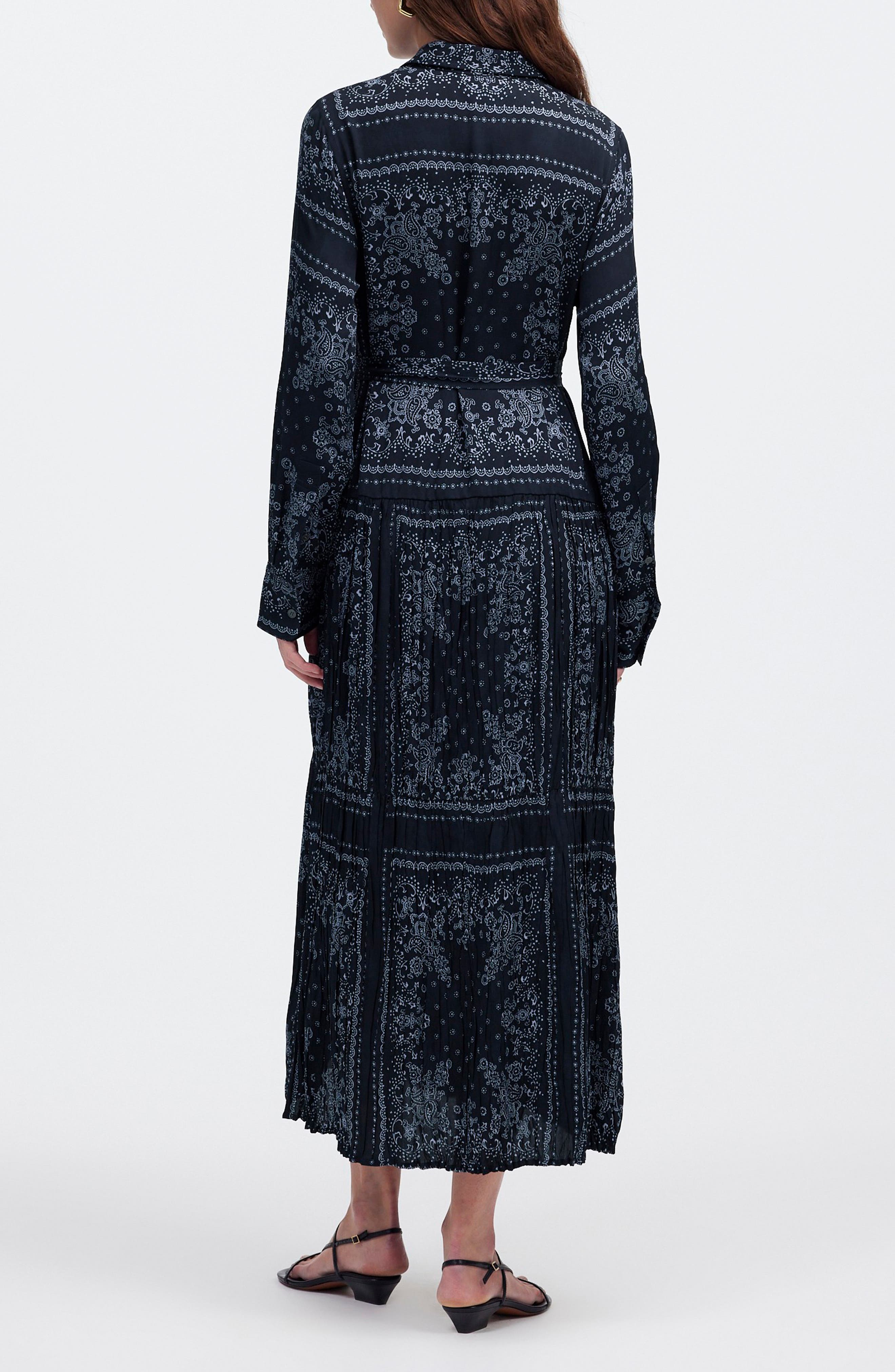 Madewell Bandana Print Relaxed Long Sleeve Tiered Midi Dress ...