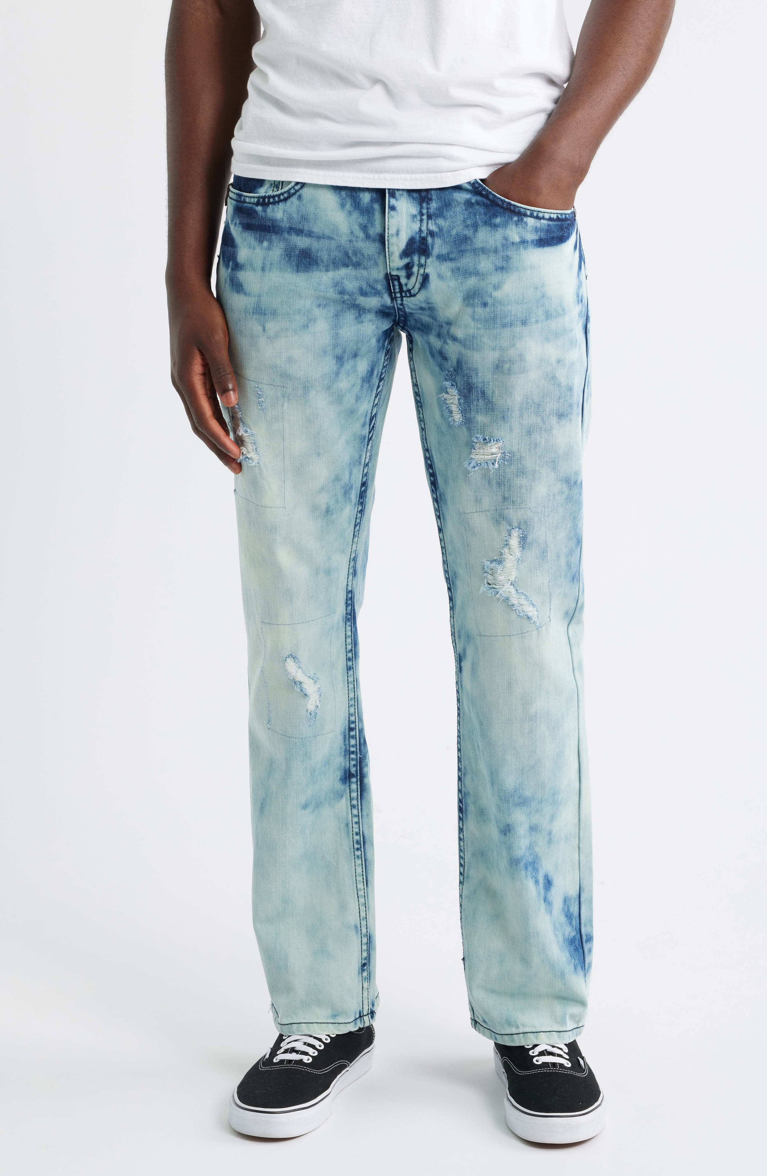 LEVEL 7 Distressed Slim Straight Leg Jeans | Nordstrom