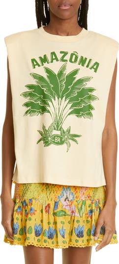 FARM Rio Amazonia Frond Print Cotton Graphic Muscle T-Shirt | Nordstrom