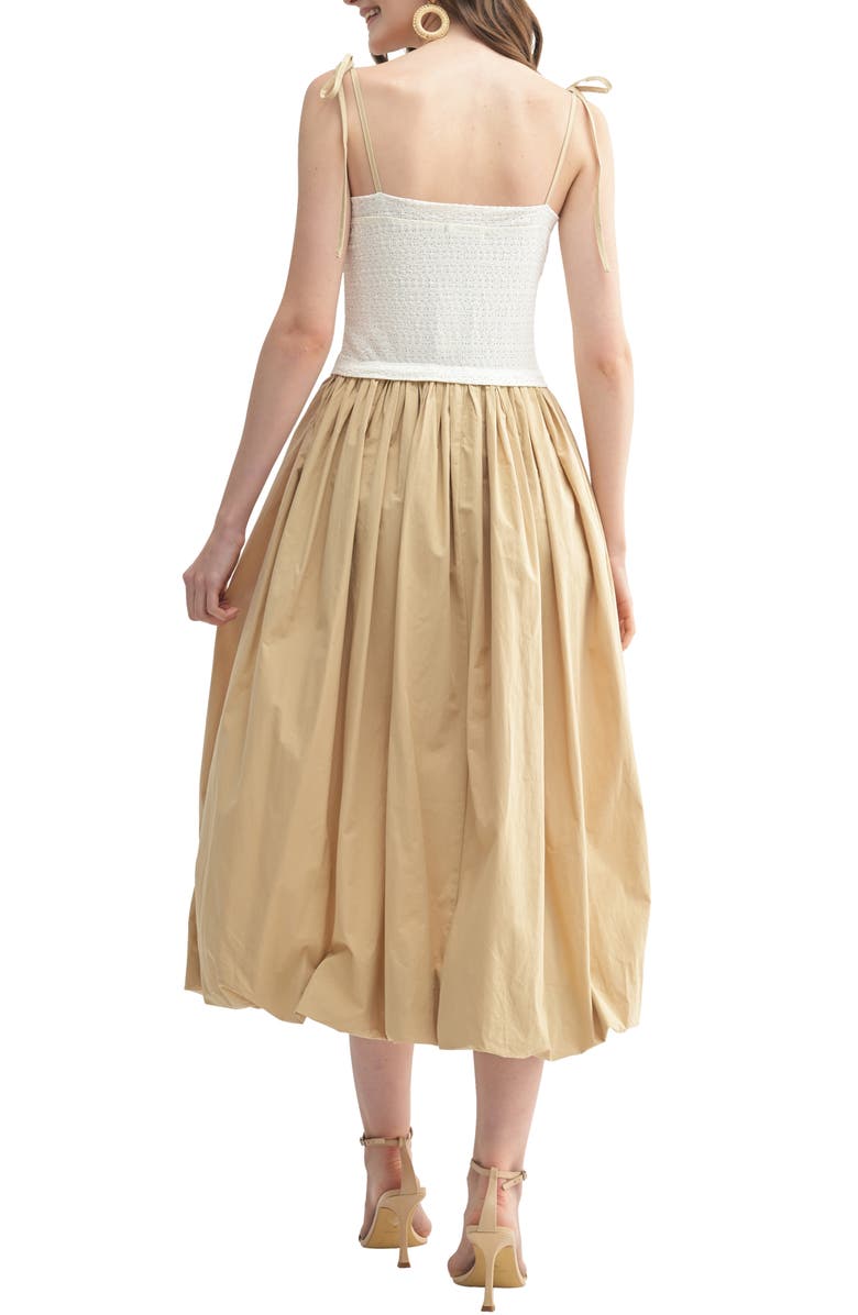 Lush Tie Strap Contrast Bubble Hem Midi Dress | Nordstromrack