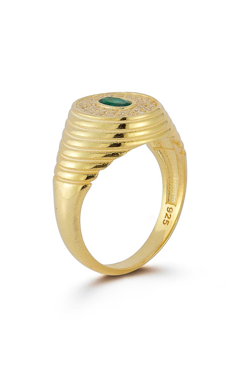 CHLOE AND MADISON 14K Gold Plated Sterling Silver CZ Ribbed Dome Ring ...