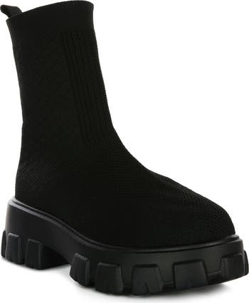 LONDON RAG Mallow Knit Lug Sole Boot (Women) | Nordstromrack