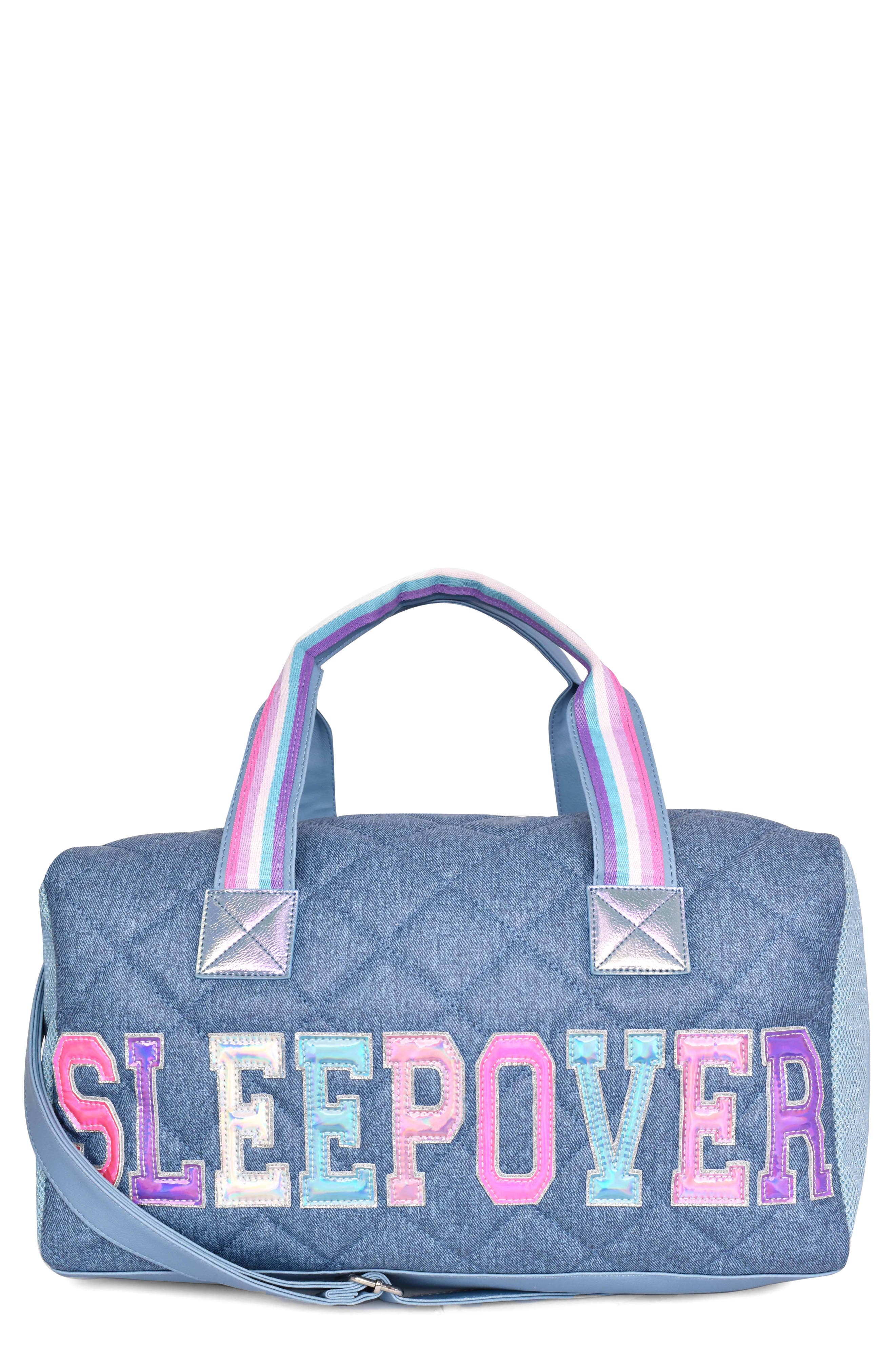 OMG Accessories Kids' Sleepover Diamond Quilted Large Denim Duffel Bag ...