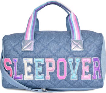 OMG Accessories Kids' Sleepover Diamond Quilted Large Denim Duffel Bag ...