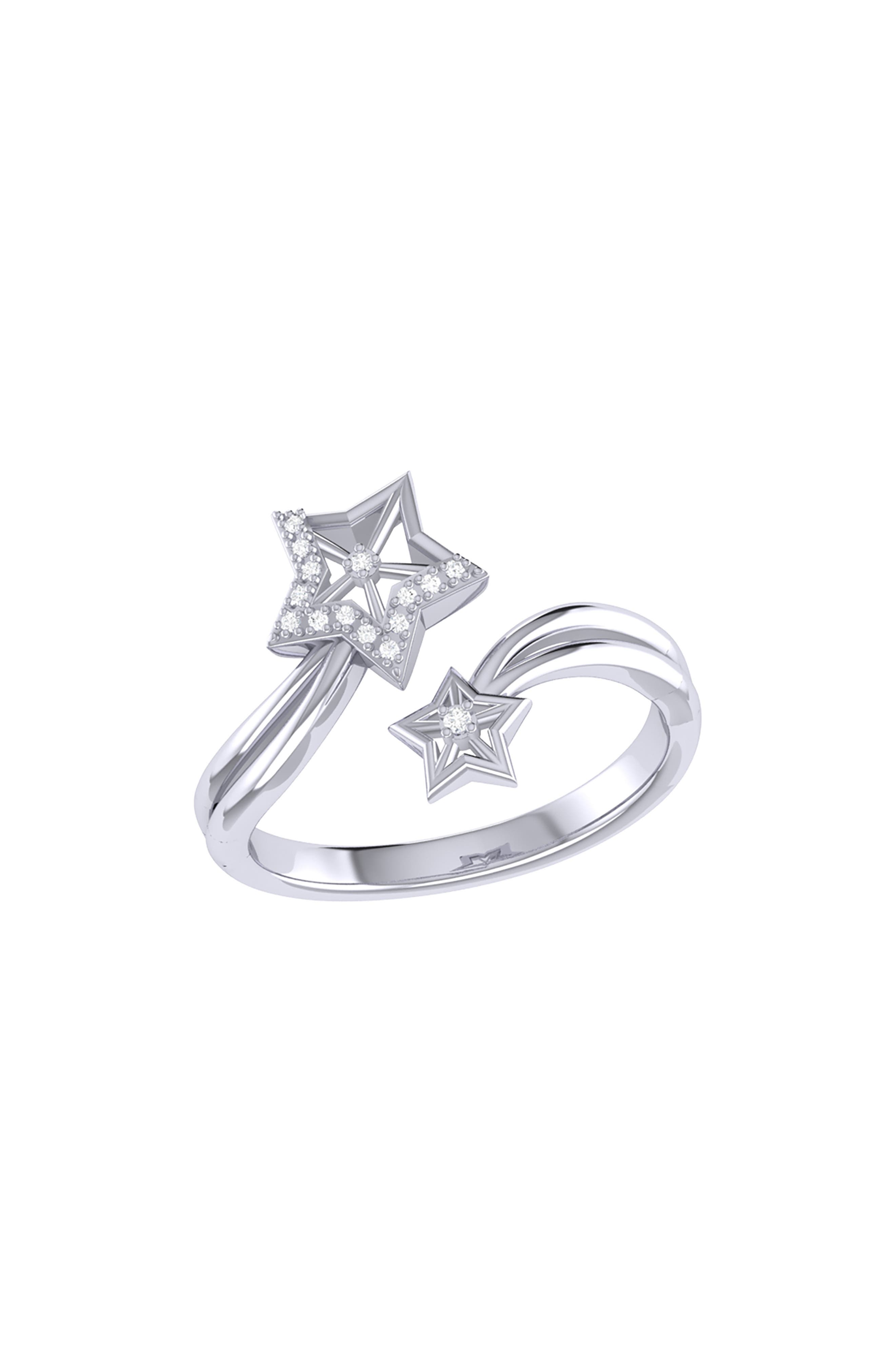 LuvMyJewelry Dreamer Gleaming Star Duo Diamond Ring - 0.09ct ...