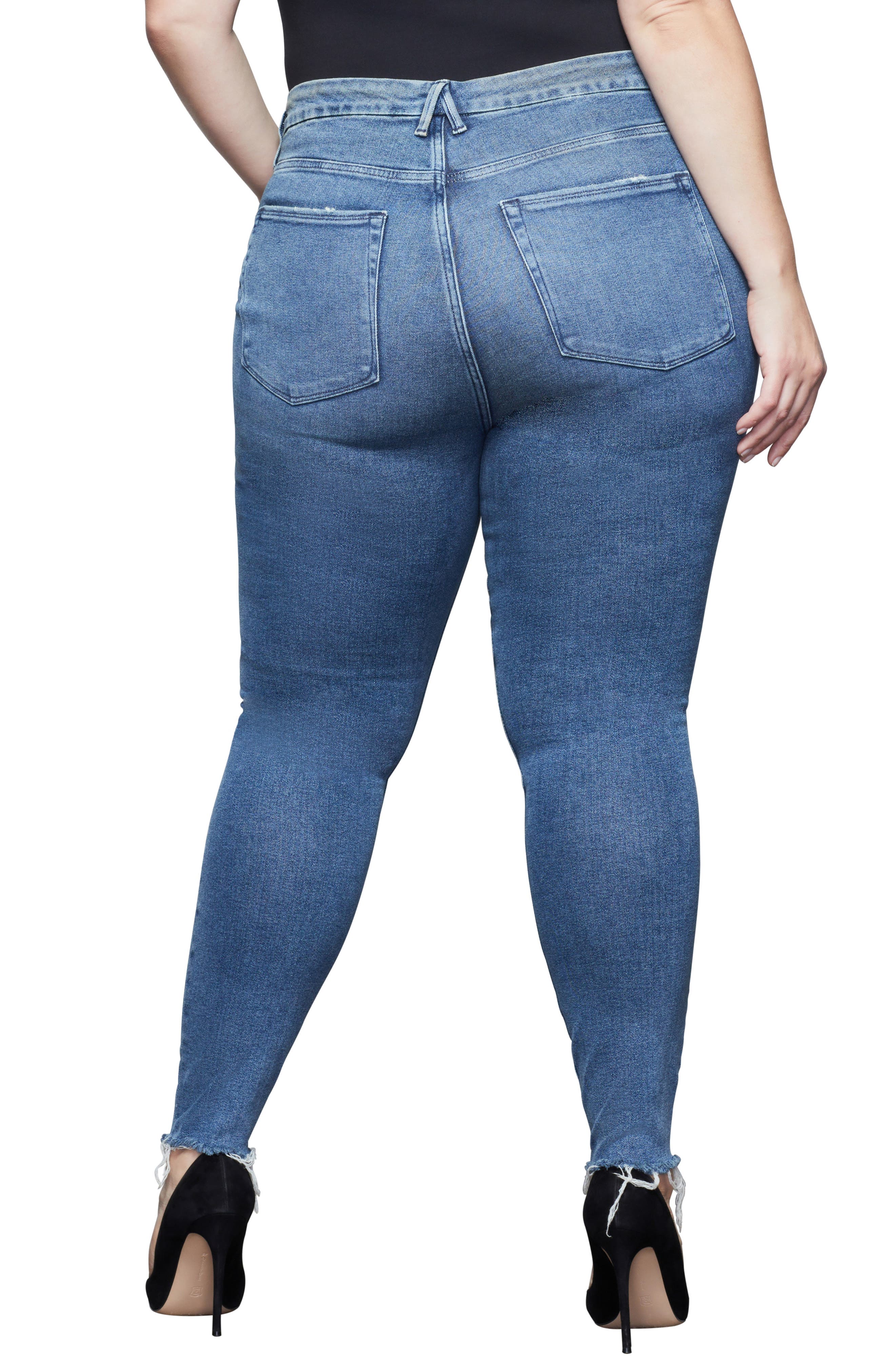 GOOD AMERICAN Good Legs Ripped High Waist Fray Hem Jeans | Nordstromrack