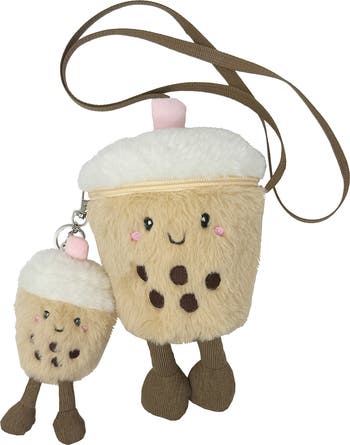 HOT FOCUS Kids' Fuzzy Boba Tea Crossbody Bag & Keychain | Nordstromrack