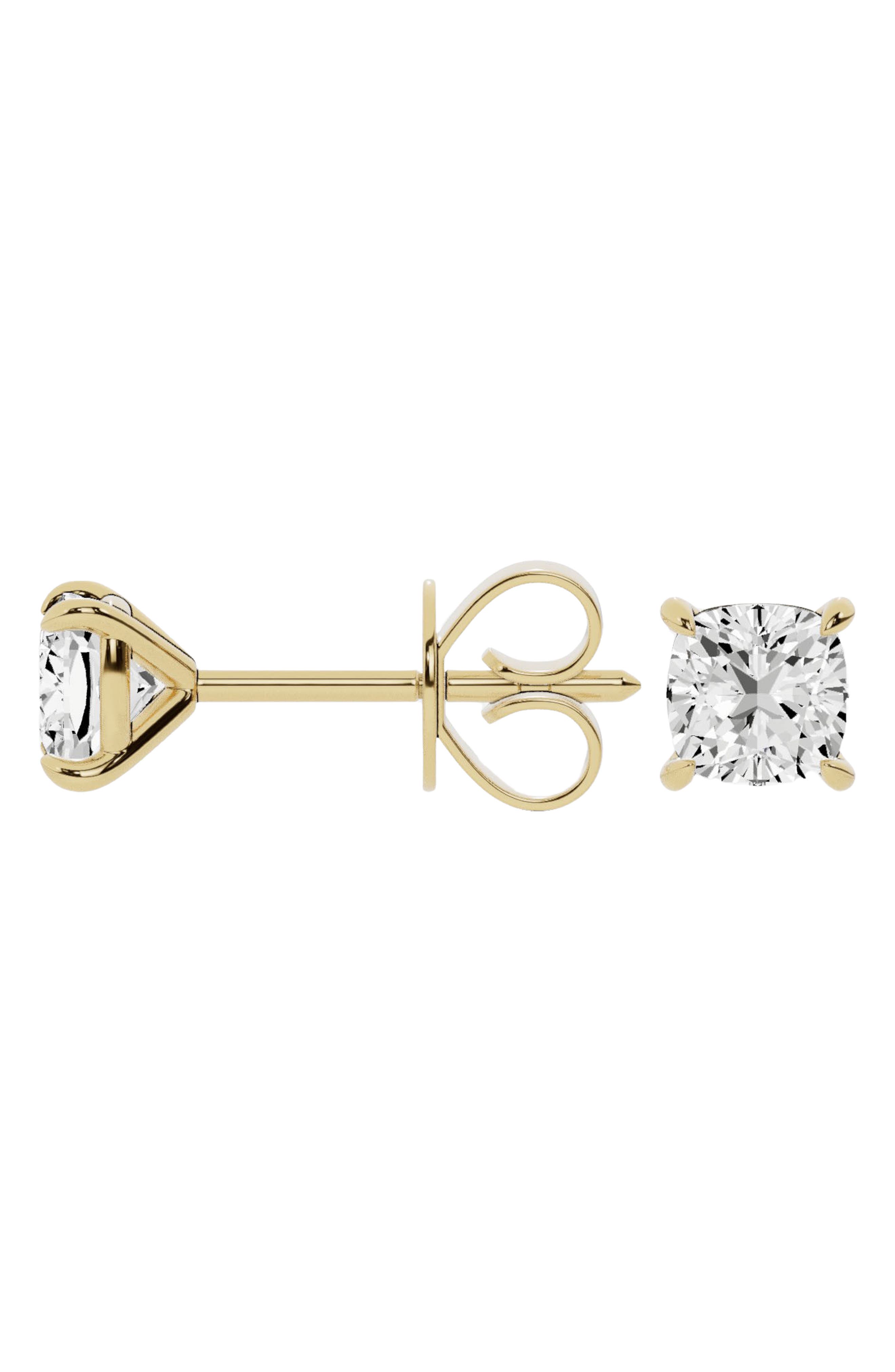 Jennifer Fisher 18K Gold Cushion Cut Lab Created Diamond Stud Earrings ...