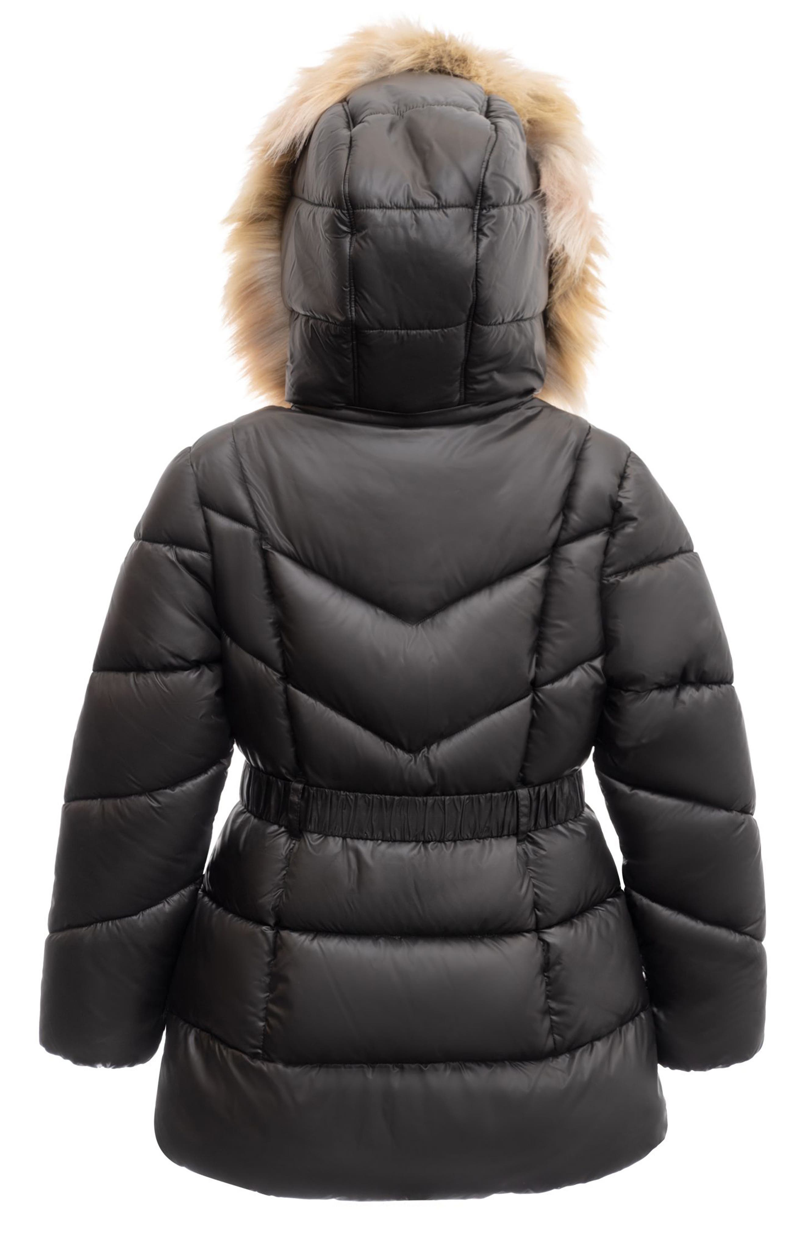 Michael Kors Kids' Belted Puffer Jacket with Faux Fur Trim | Nordstromrack
