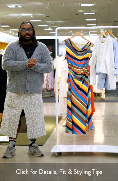 STAUD Phare One-Shoulder Stretch Silk Midi Dress | Nordstrom