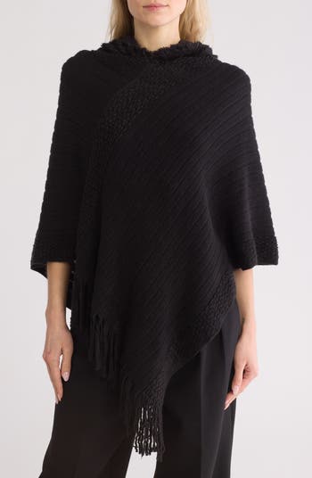 Nanette Lepore Faux Fur Trim Hooded Poncho | Nordstromrack
