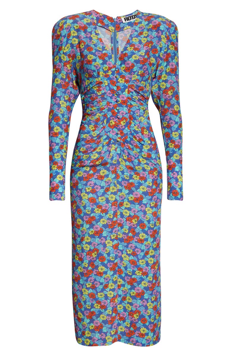 ROTATE Heather Floral Print Long Sleeve Midi Dress | Nordstromrack