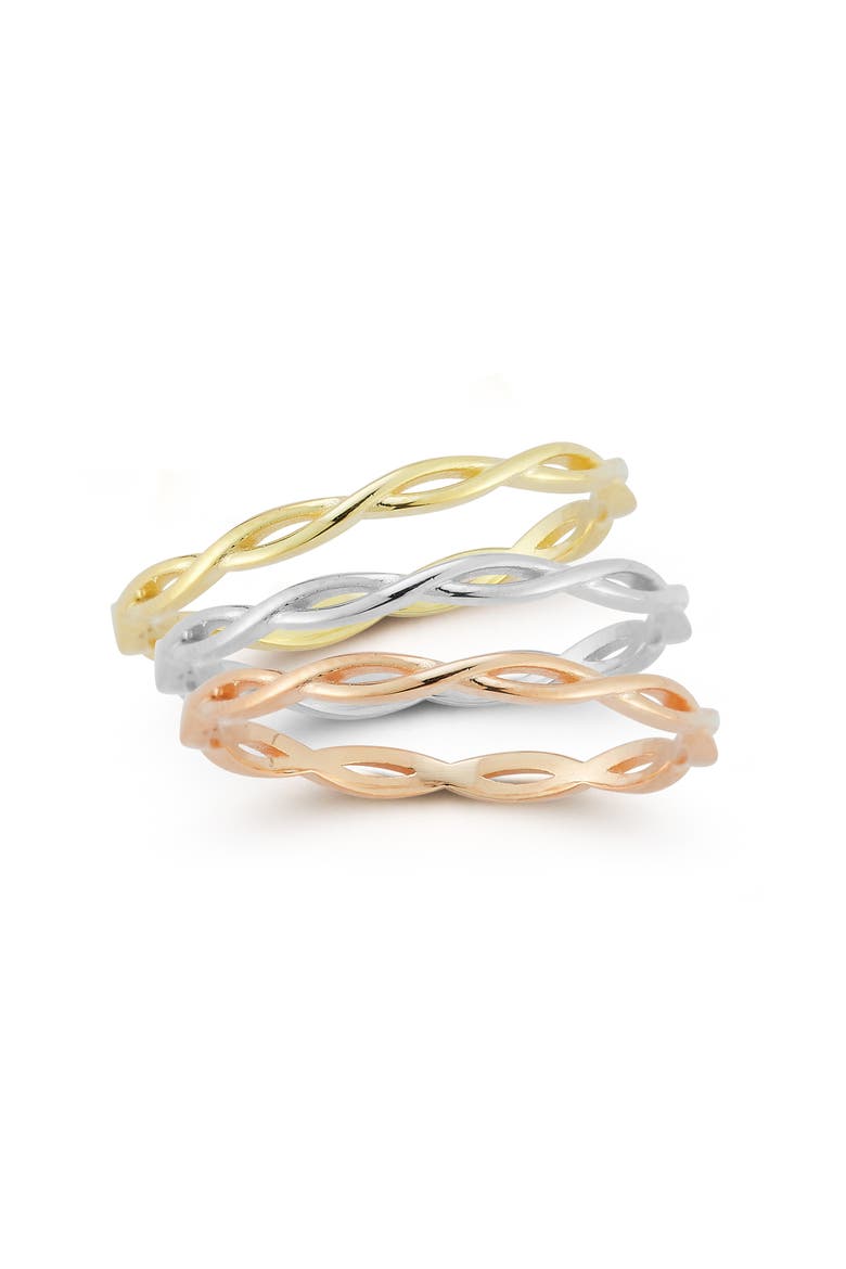 Set of 3 Tri-Tone Stackable Rings (Women) | Nordstromrack