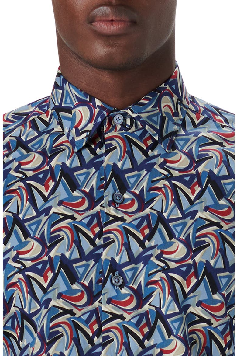 Bugatchi Shaped Fit Abstract Print Stretch Cotton Button-Up Shirt (Men ...