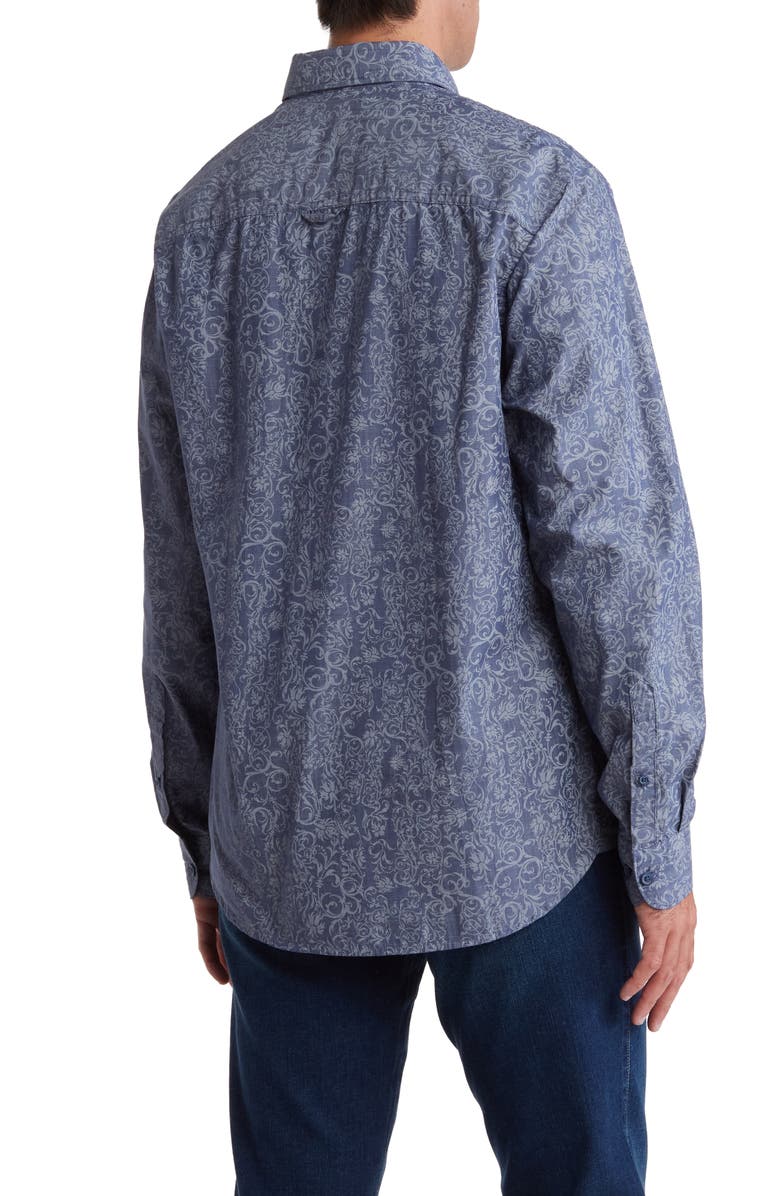 PARK WEST Trim Fit Abstract Tapestry Print Button-Up Shirt | Nordstromrack