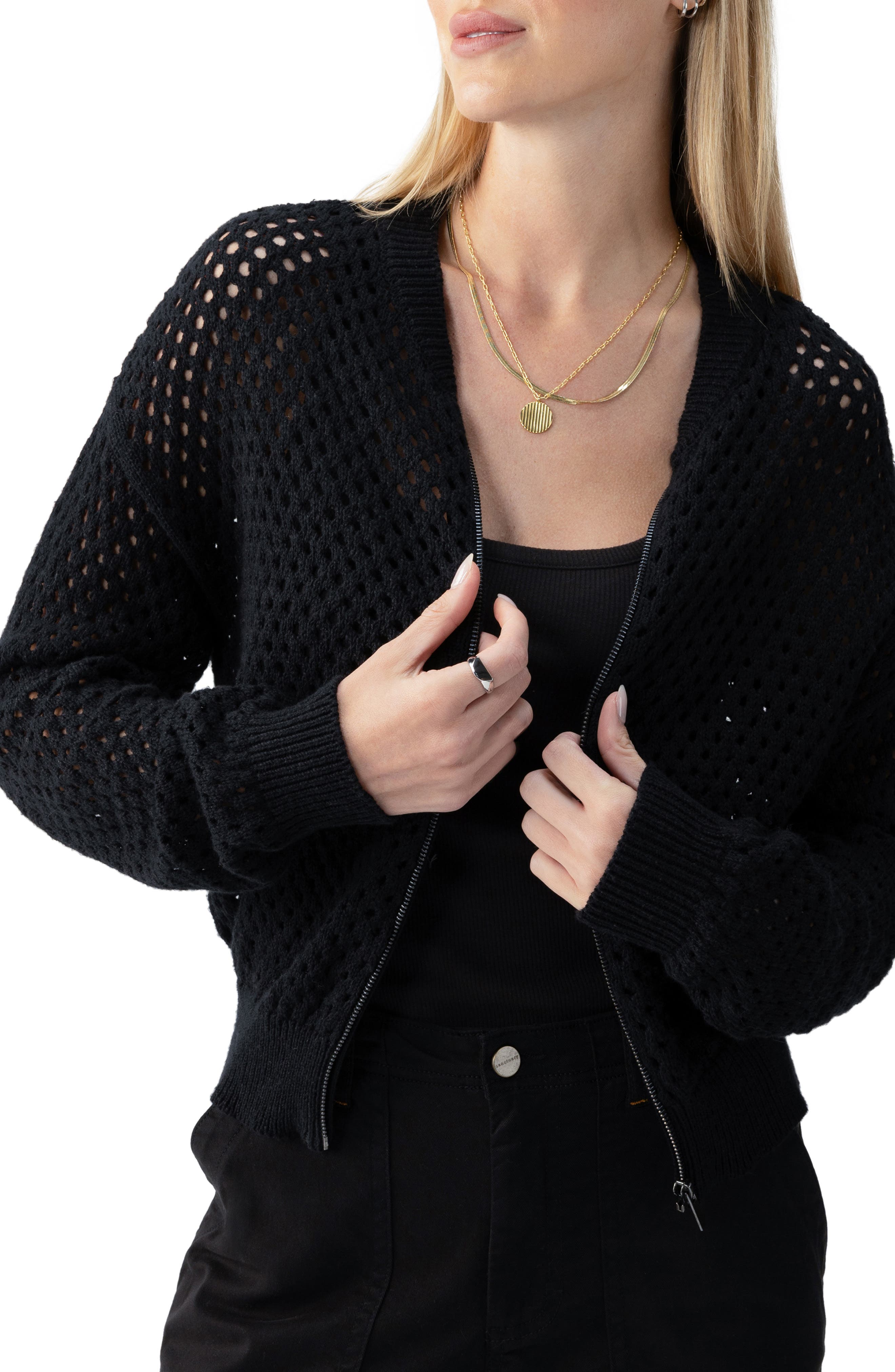 Sanctuary Stepping Out Open Stitch Bomber Jacket | Nordstromrack