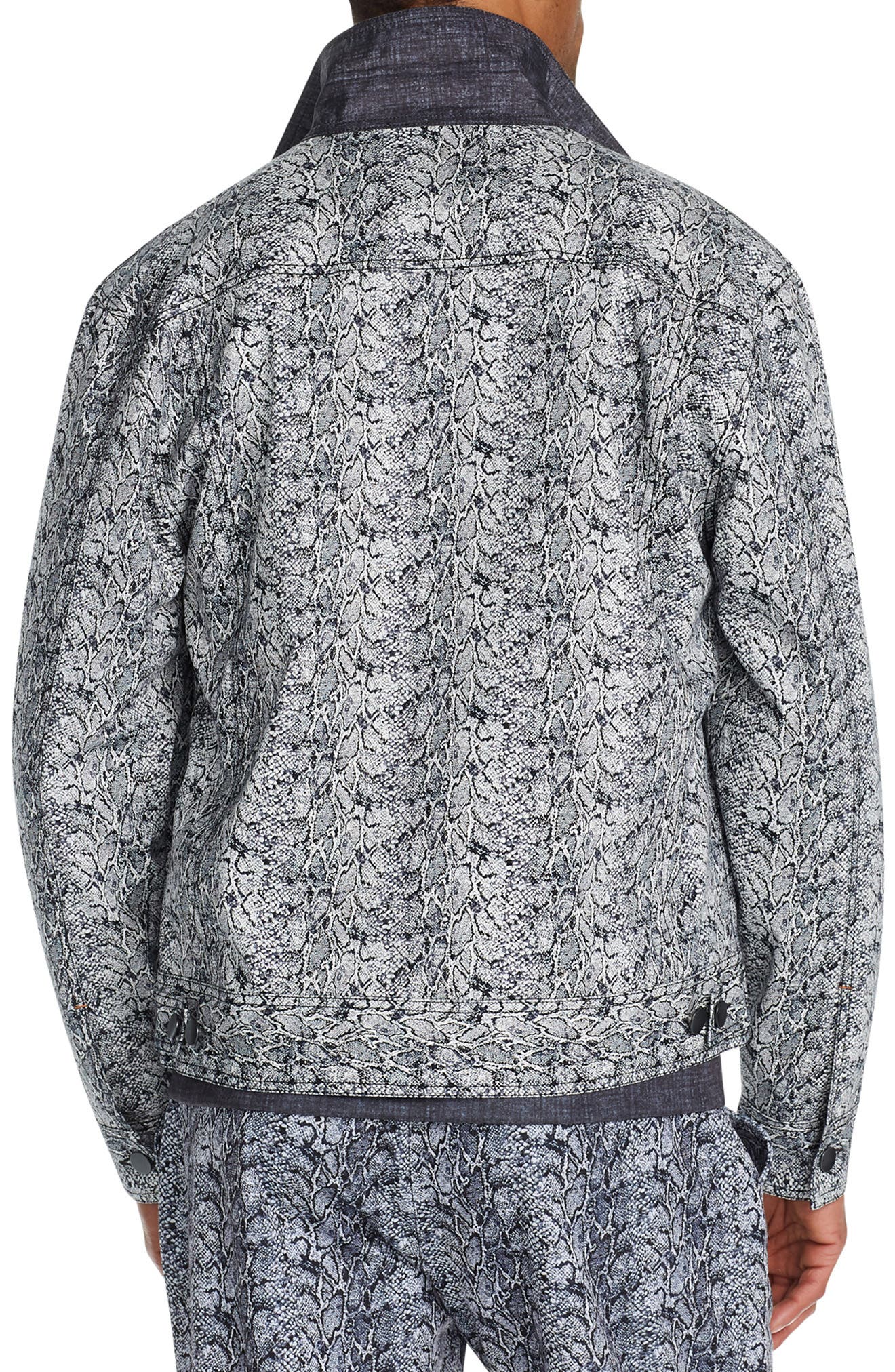 Tallia Grey Heather Snake Skin Print Trucker Jacket | Nordstromrack