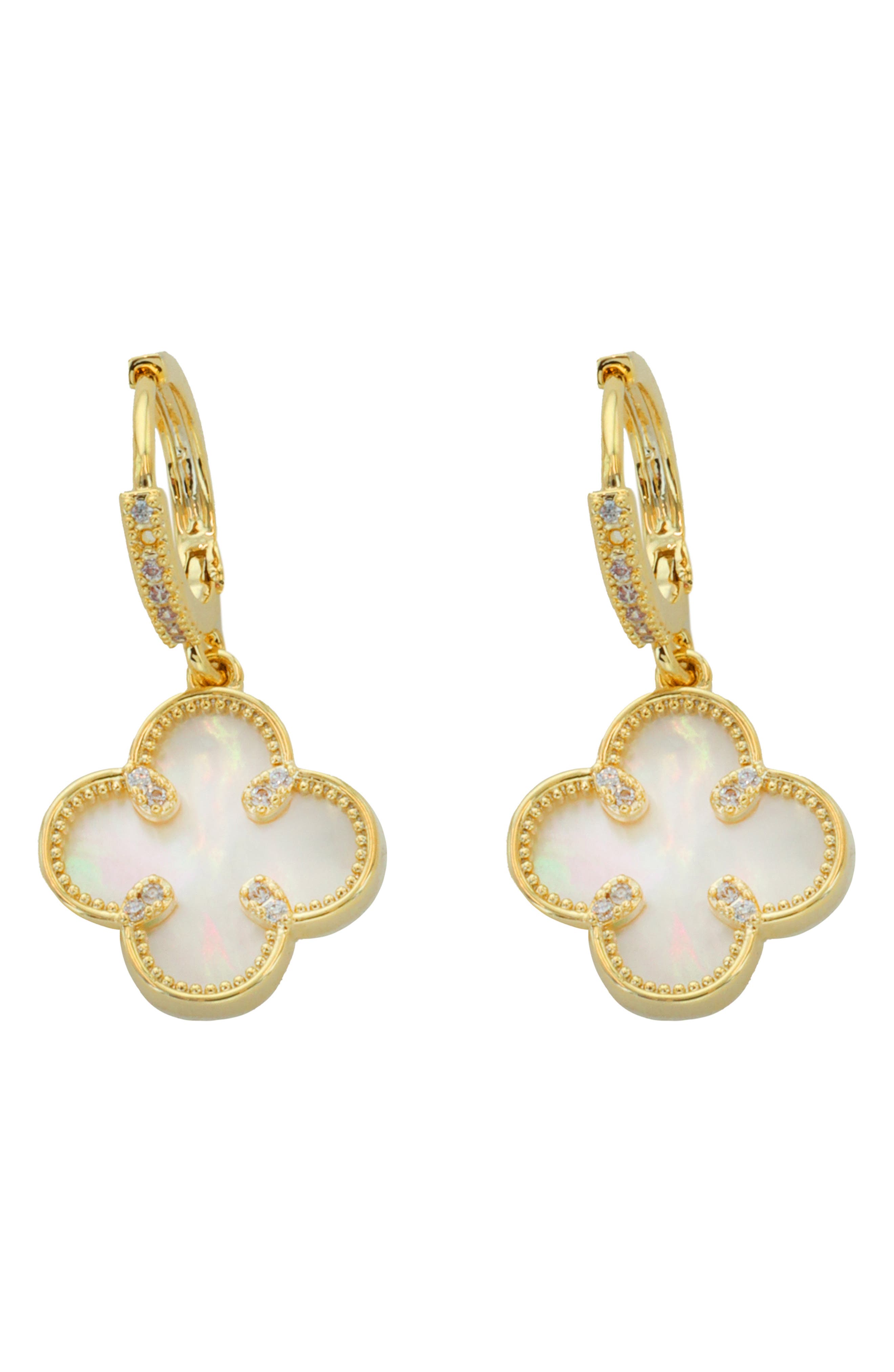 Panacea Crystal & Mother-of-Pearl Clover Drop Earrings | Nordstromrack
