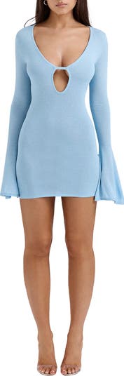 HOUSE OF CB Noya Metallic Long Sleeve Minidress | Nordstrom