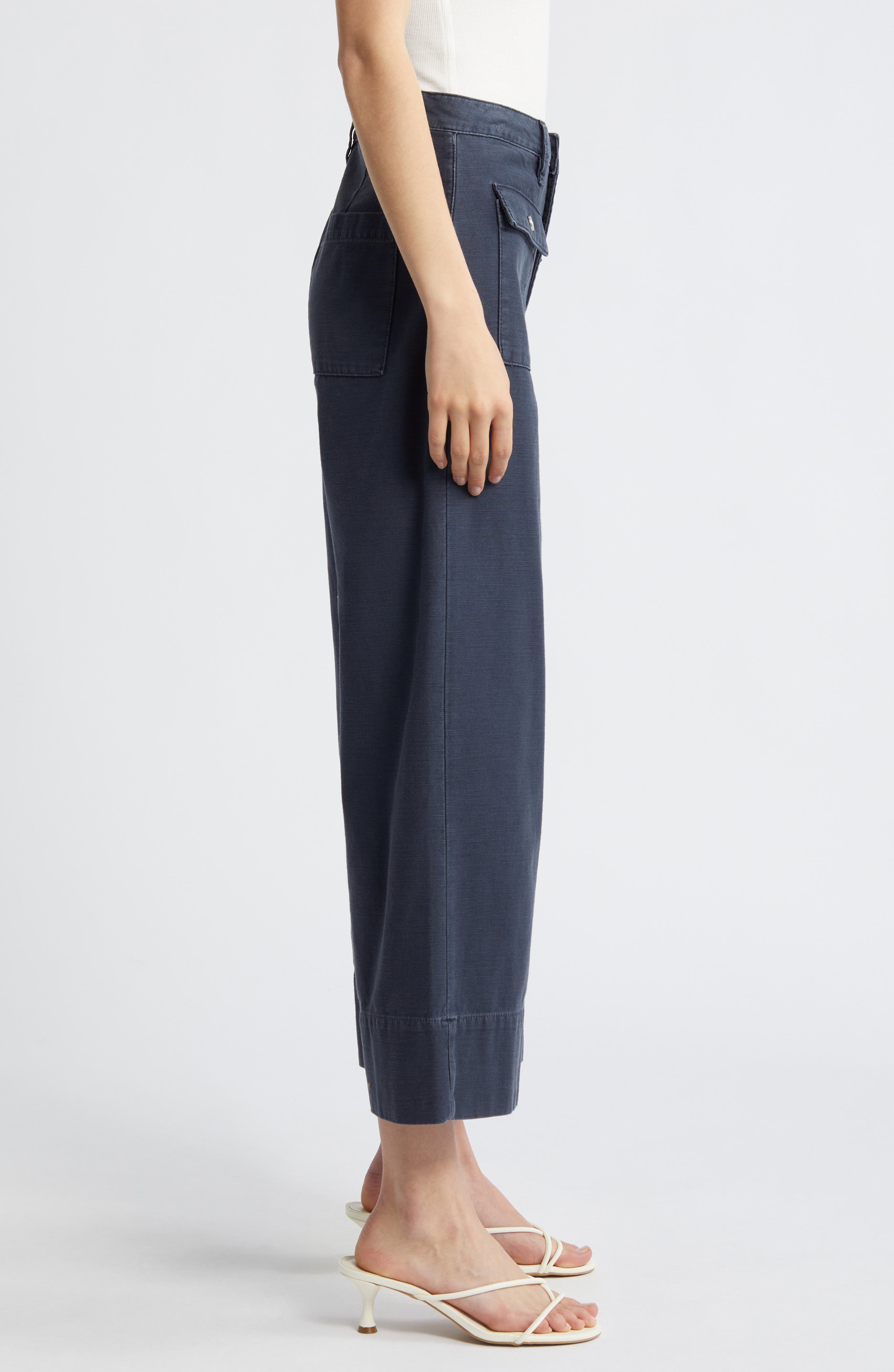 FRAME The '70s Patch Pocket Ankle Wide Leg Twill Pants | Nordstromrack