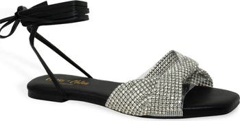 CHASE AND CHLOE Eve Rhinestone Ankle Wrap Sandal (Women) | Nordstromrack