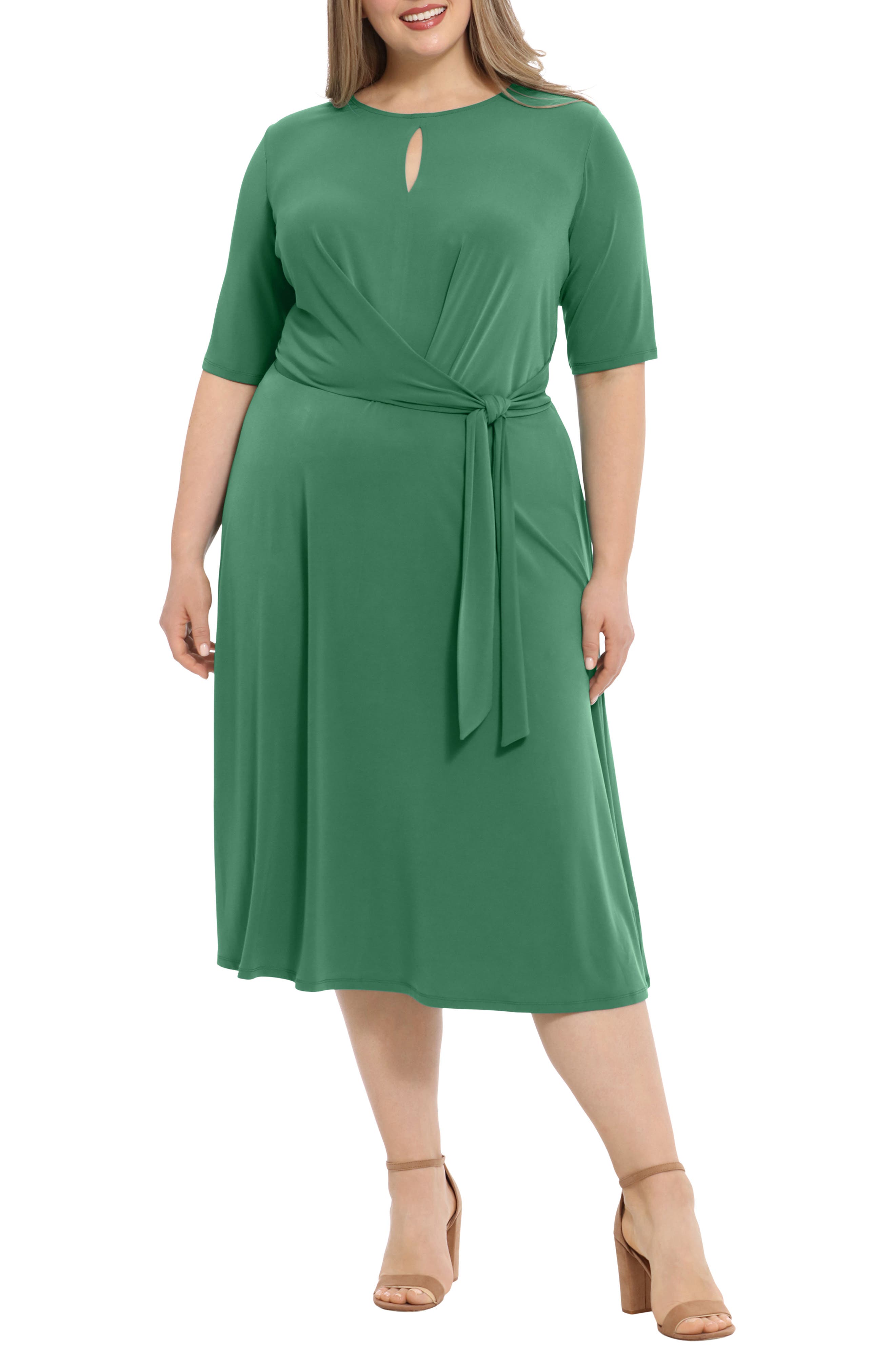 London Times Keyhole Waist Tie Midi Dress | Nordstromrack