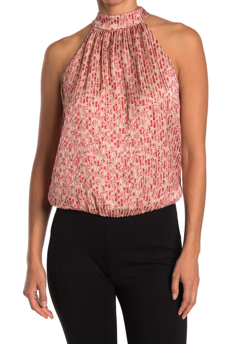 ALICE AND OLIVIA Maris Floral Gathered Halter Neck Top (Women ...