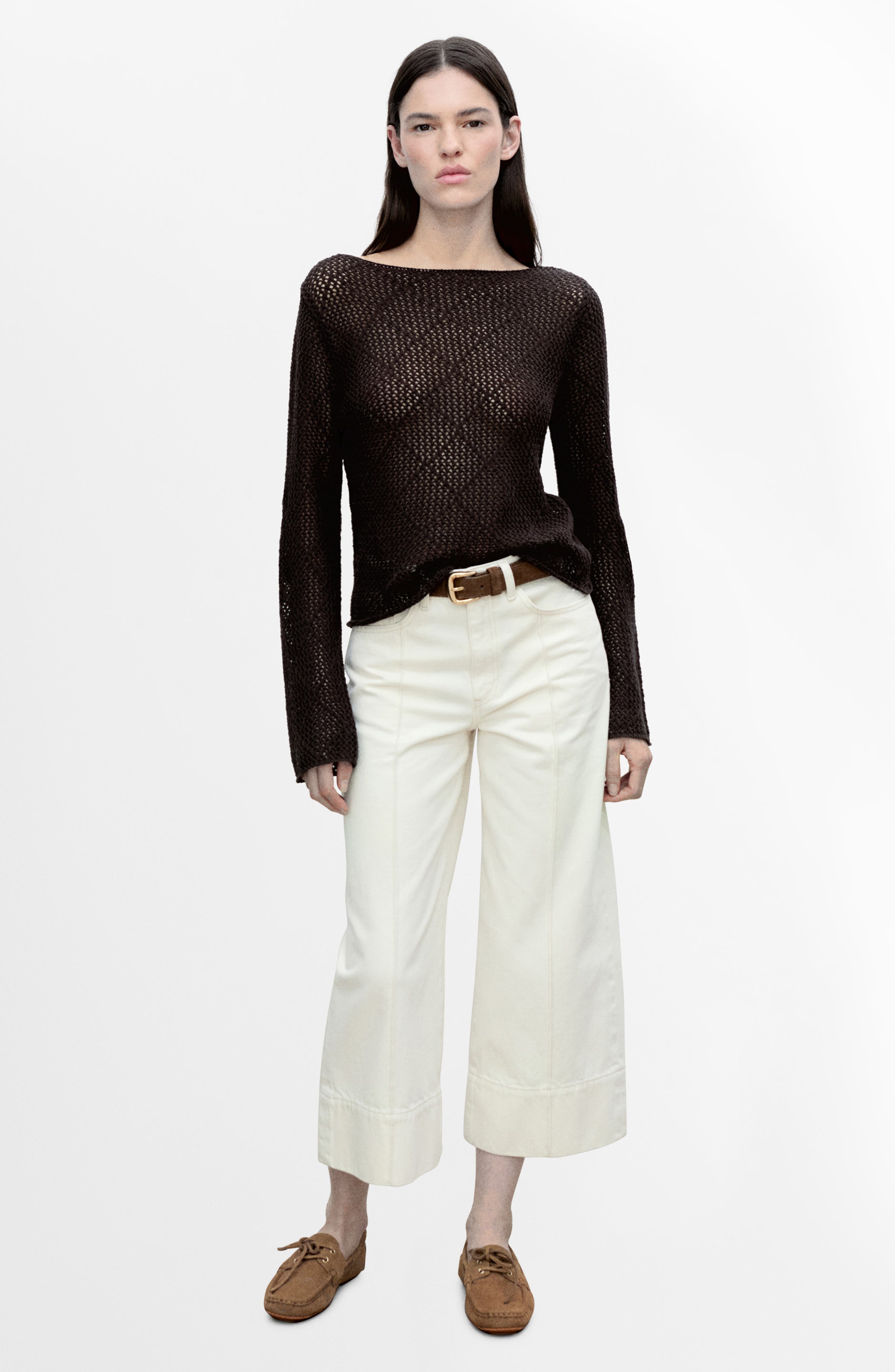 MANGO Open Stitch Cotton Blend Sweater | Nordstromrack