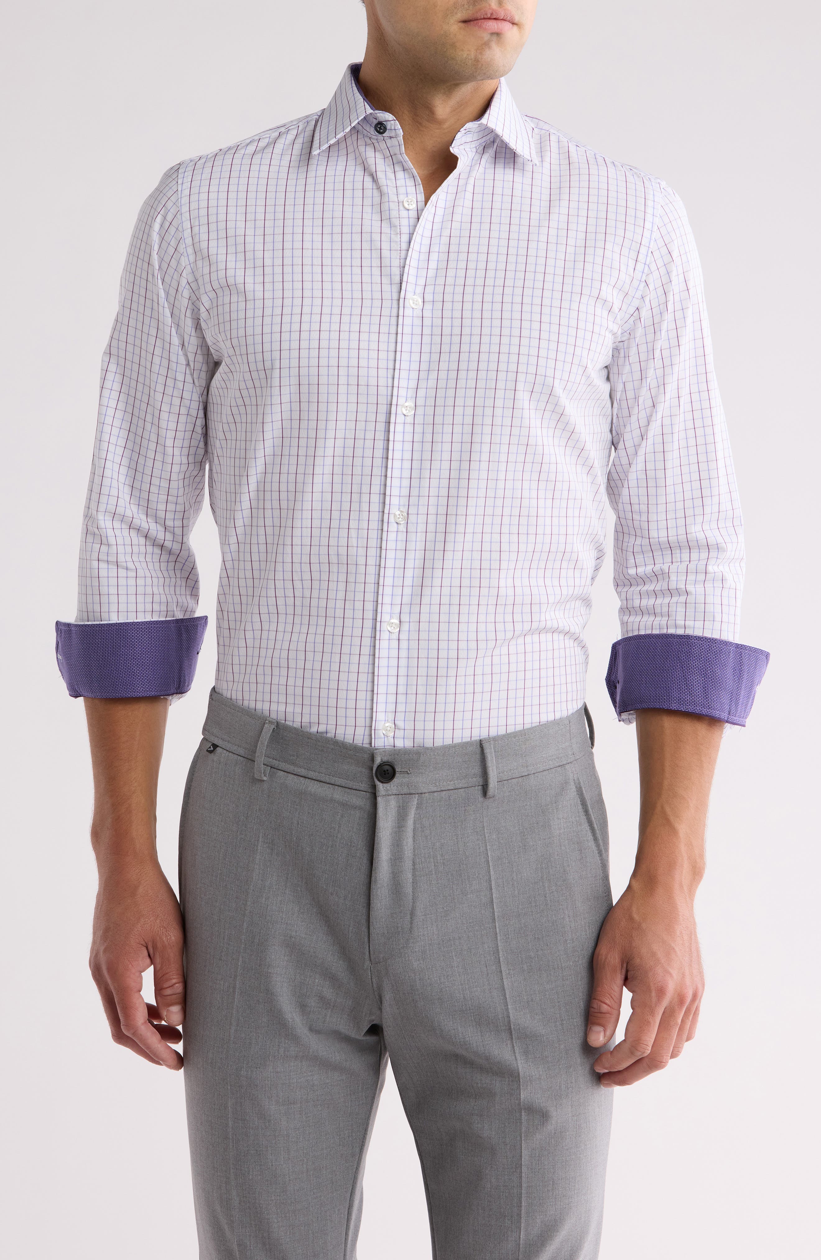 Tailored Fit Cotton Box Check Dress Shirt (Men) | Nordstromrack
