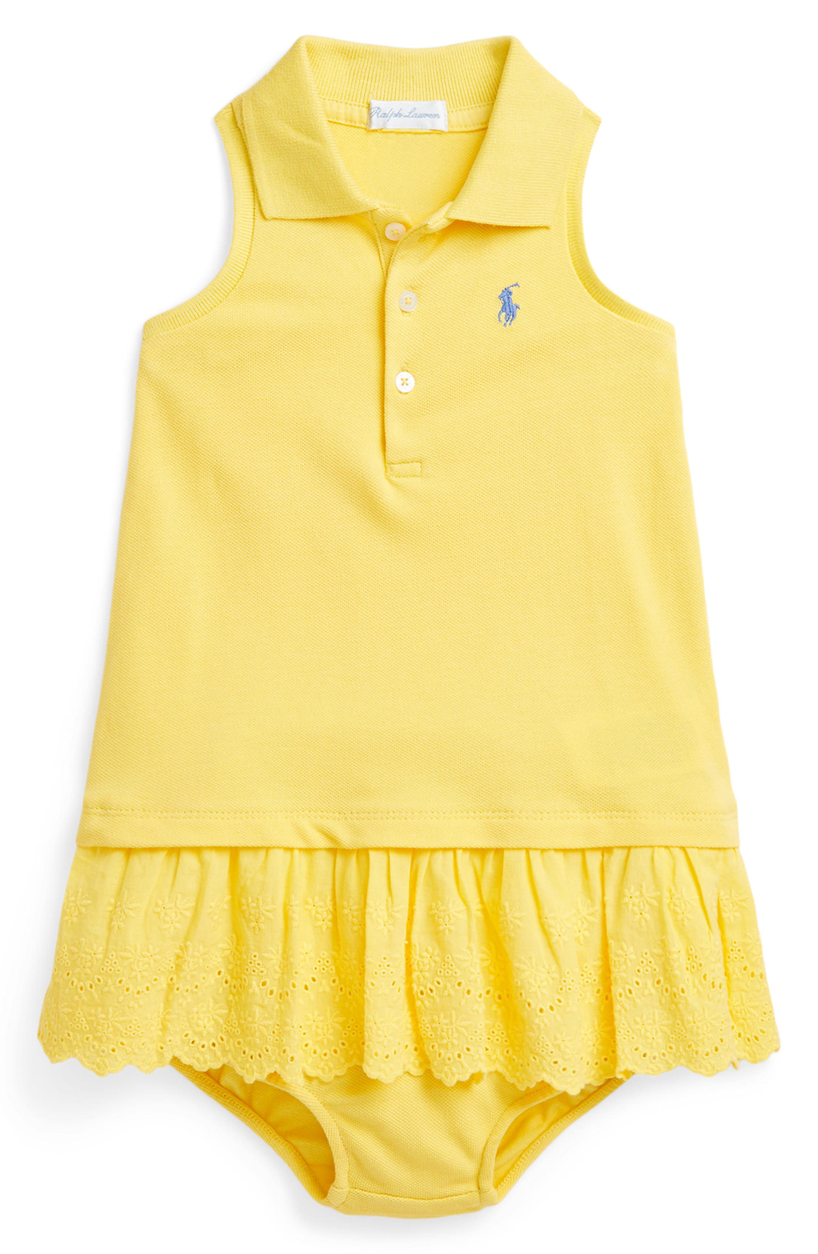 Ralph Lauren Stretch Mesh Eyelet Trim Dress & Bloomers | Nordstromrack