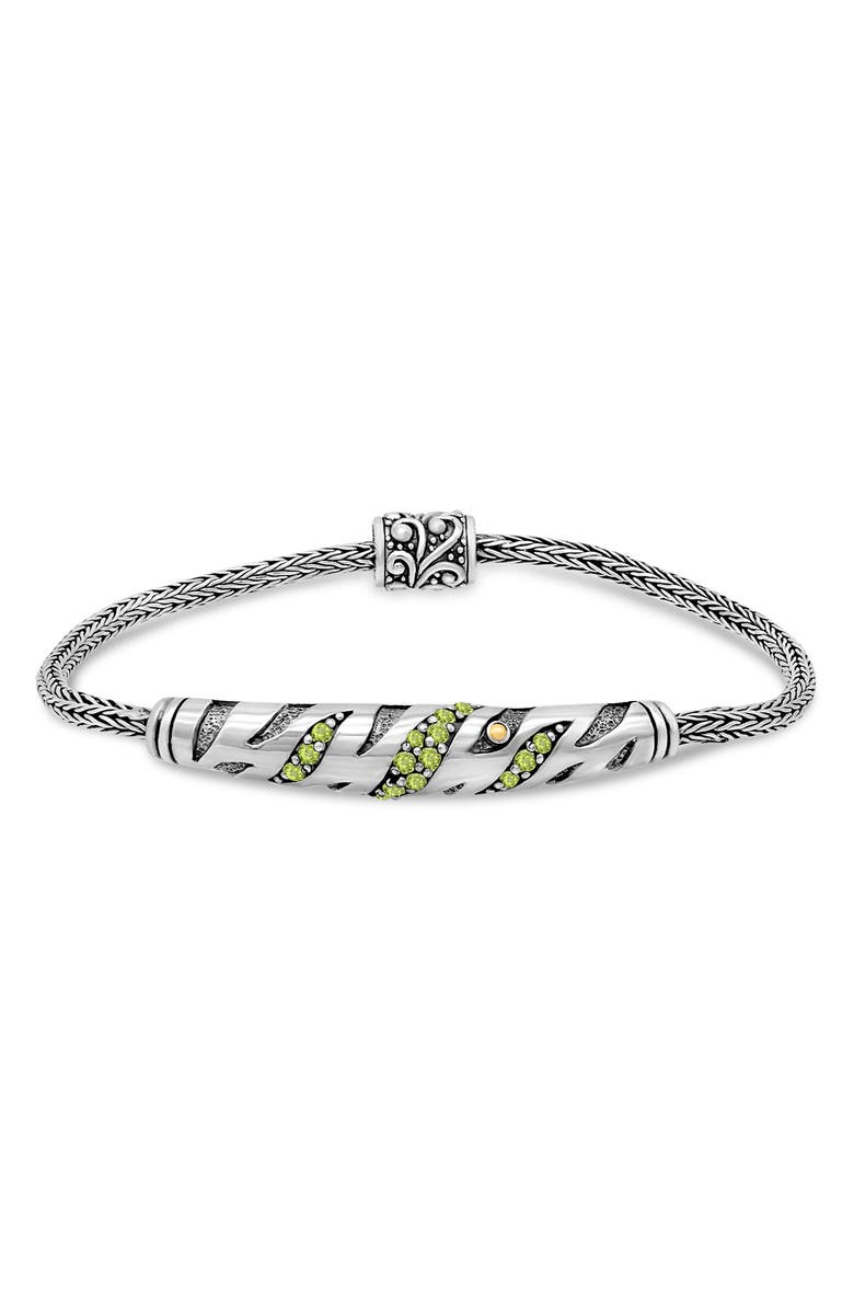DEVATA 18K Gold & Sterling Silver Tiger Stripe Peridot Station Bracelet ...