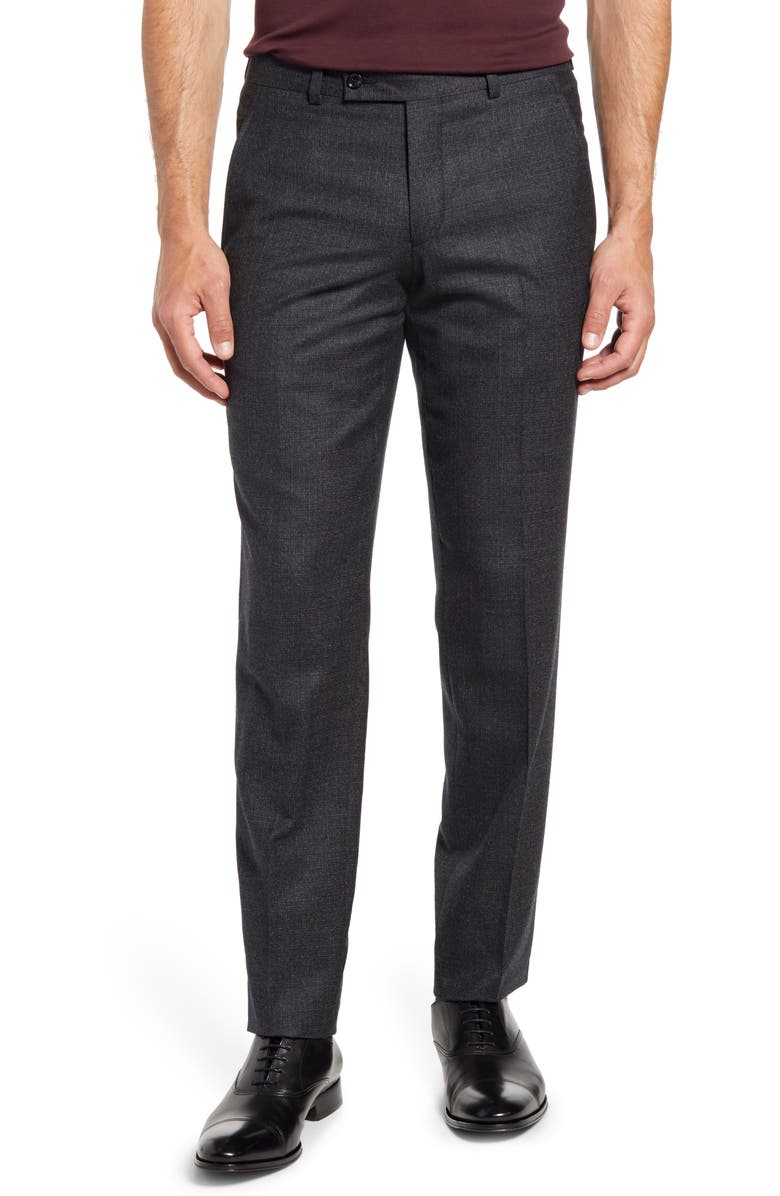 Ted Baker London Jerome Flat Front Mélange Wool Dress Pants | Nordstrom