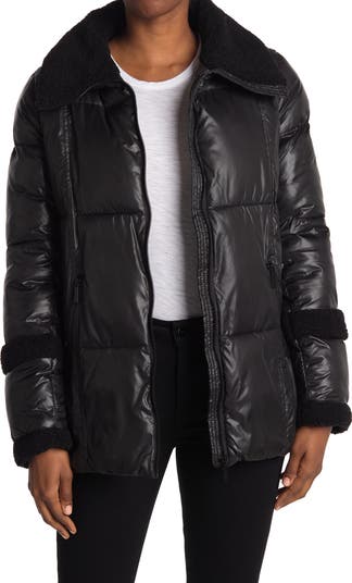 French Connection Puffer Faux Shearling Trim Jacket | Nordstromrack