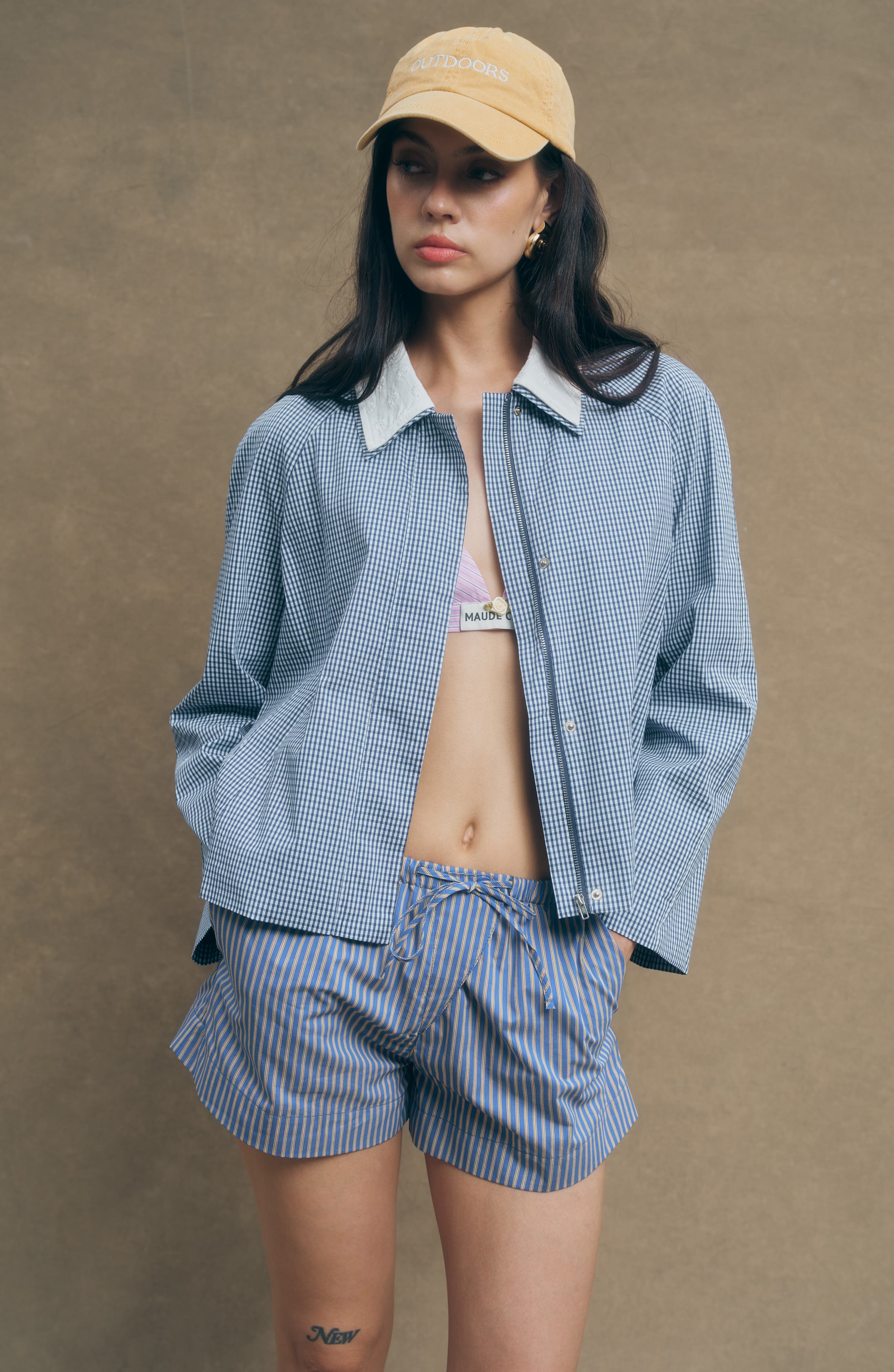 MAUDE CLUB Milton Cotton Gingham Jacket | Nordstrom