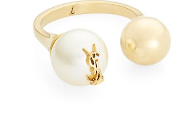 Saint Laurent YSL Imitation Pearl Open Ring | Nordstrom