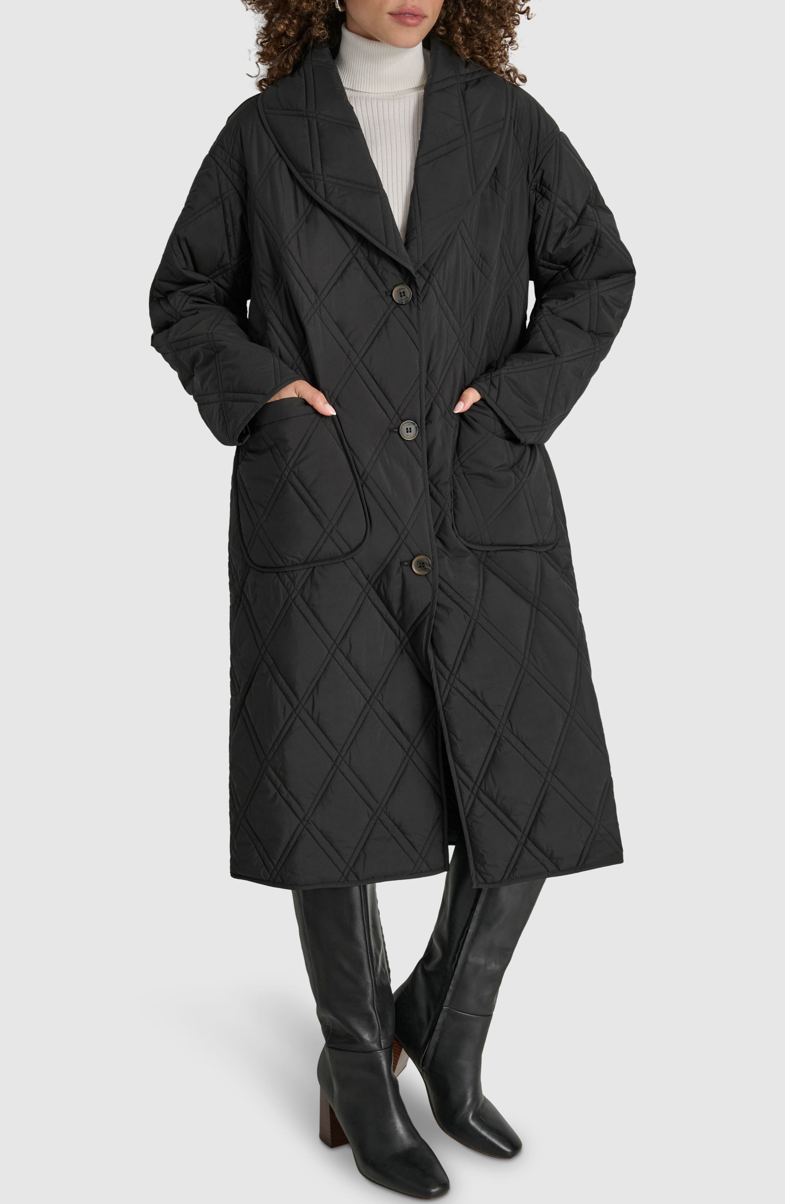 DKNY Diamond Quilted Longline Jacket | Nordstromrack